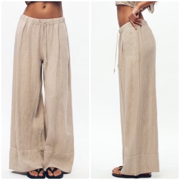 Zara | Pants & Jumpsuits | Nwt Zara Linen Palazzo Pants | Poshmark